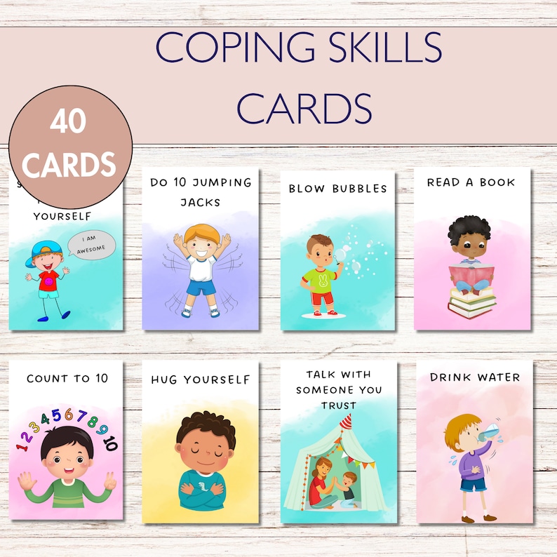 Coping Skill Flashcard Kid Calming Corner Cards Emotional Regulation ...