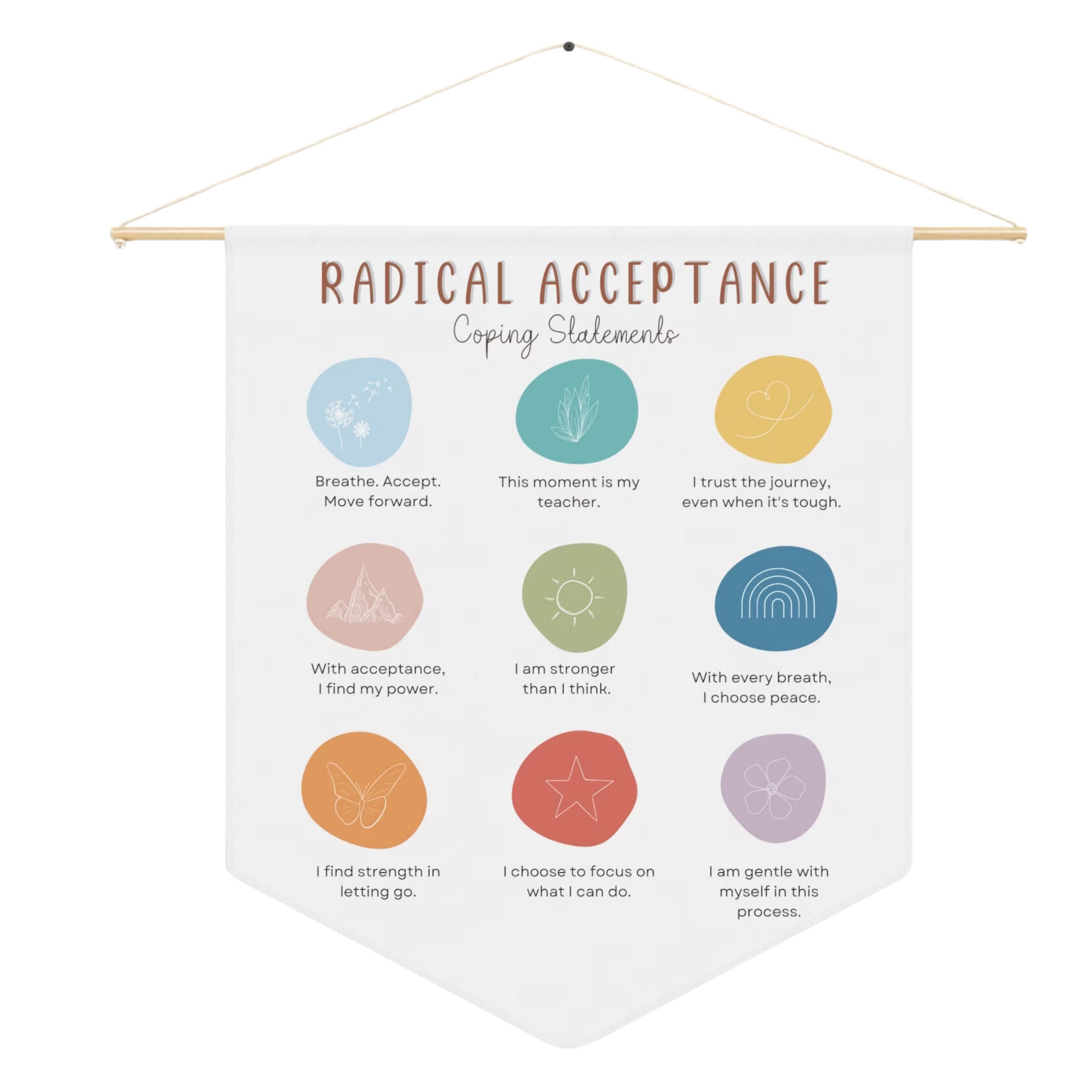 Radical Acceptance Pennant Coping Statement Banner Counselor Decor Wall ...
