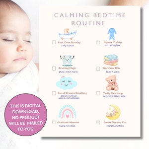 Bedtime Routine Chart Poster Bedtime Routine Printable Kids Bedtime ...