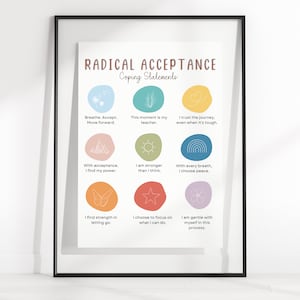 Radical Acceptance Poster Coping Skill Therapy Tool Coping Statement ...