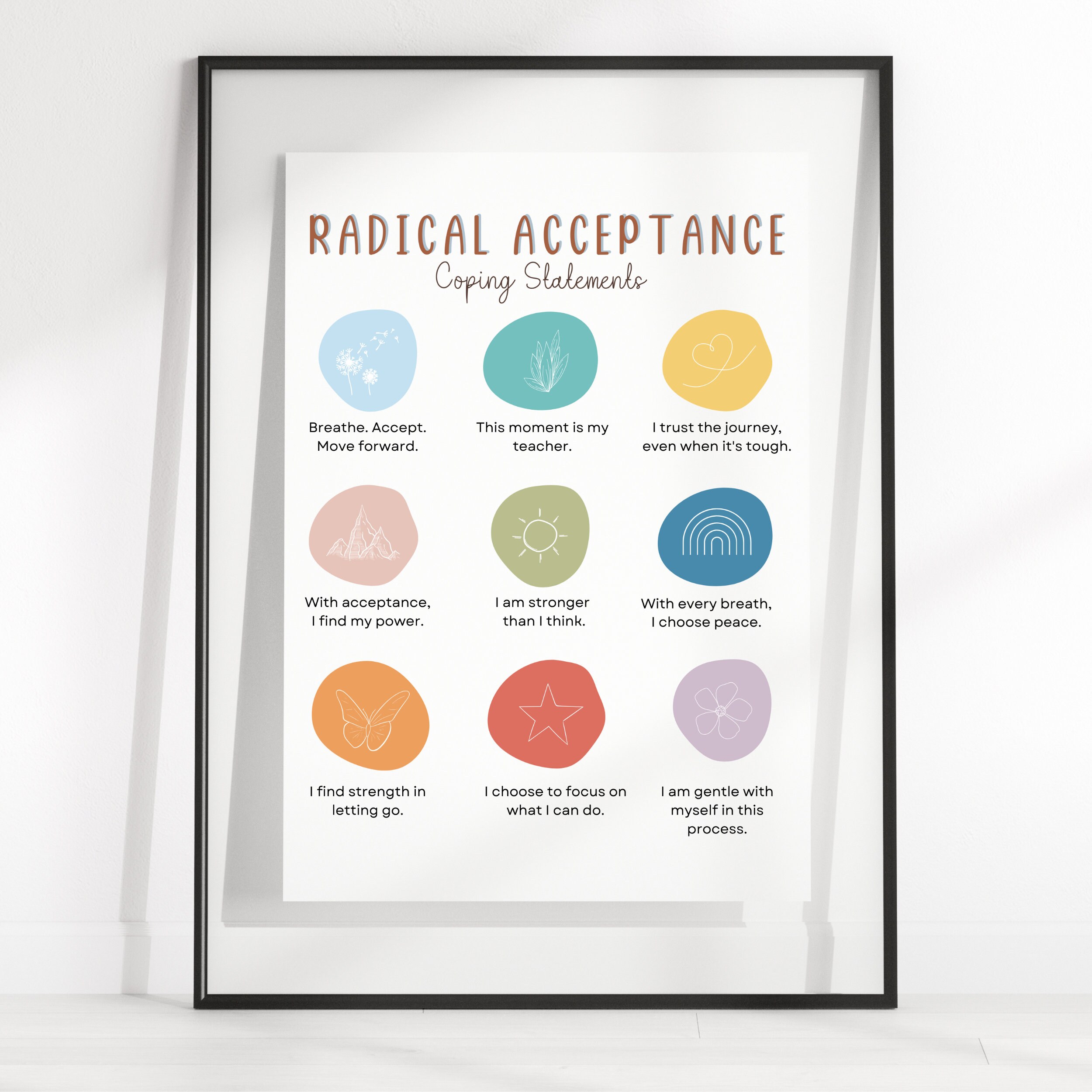 Radical Acceptance Poster Coping Skill Therapy Tool Coping Statement ...