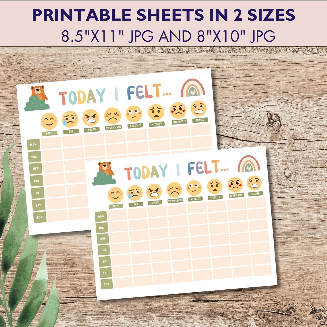 Printable Tracker Feelings Chart Weekly Mood Tracker Printable Mood ...