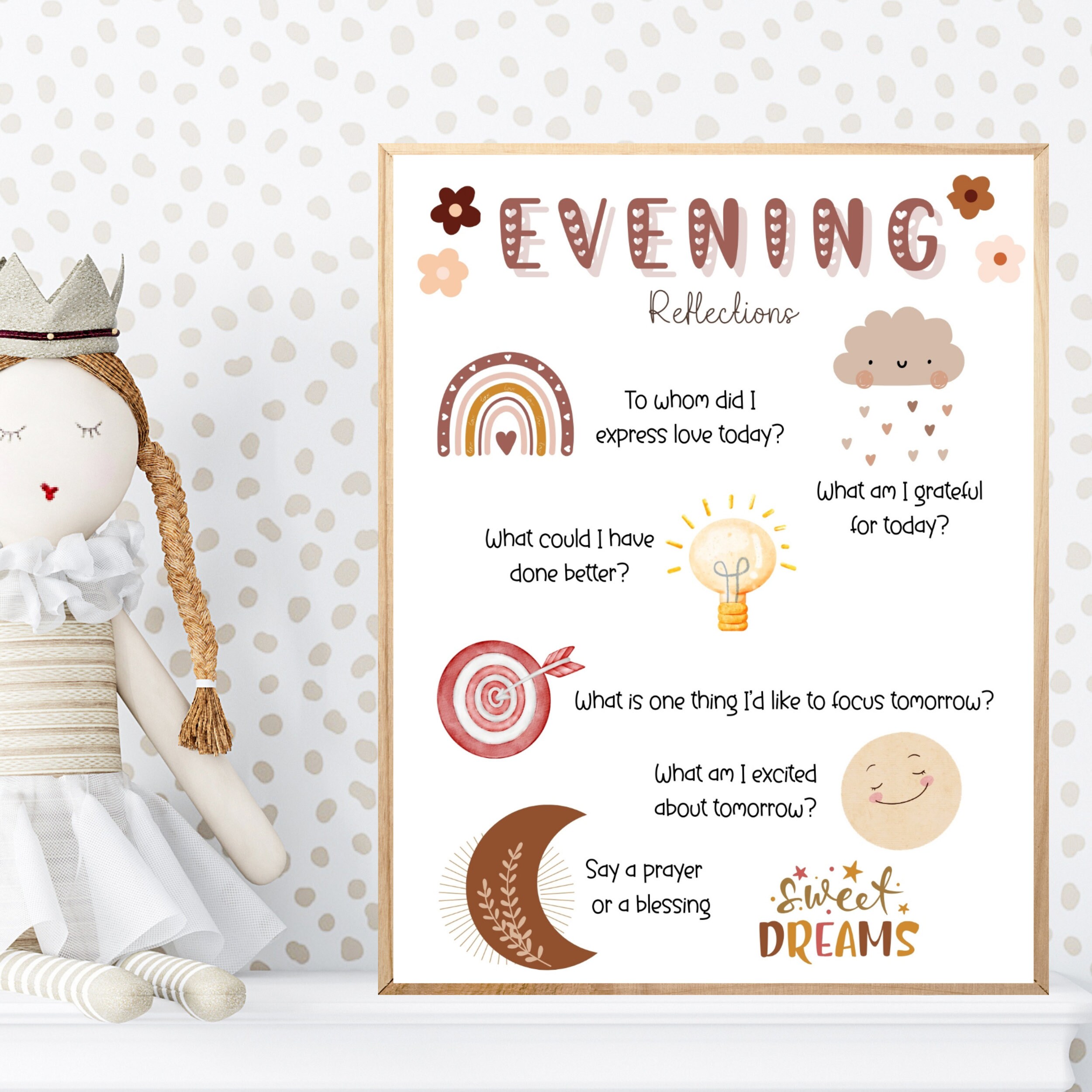 Bedtime Routine Poster Calming Bedtime Checklist Evening Question ...