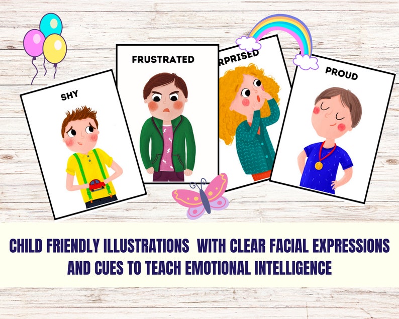 Emotion Feelings Flashcards Printable Kid Emotional Intelligence Cards ...