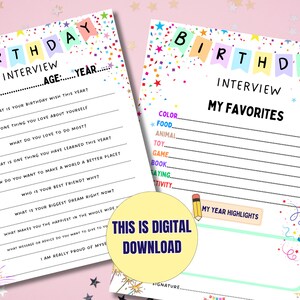 Kid Birthday Interview Printable Questionnaire Kid Memory - Etsy