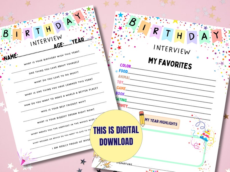 Kid Birthday Interview Printable Questionnaire Kid Memory - Etsy