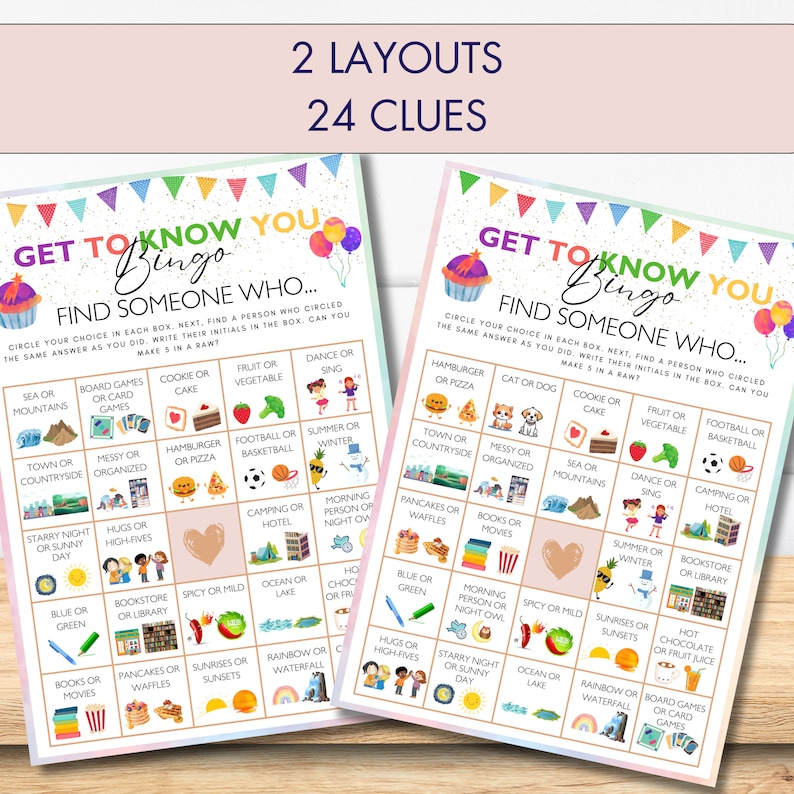 Find Someone Who Bingo Get to Know You Game Kids Bingo Family Game ...