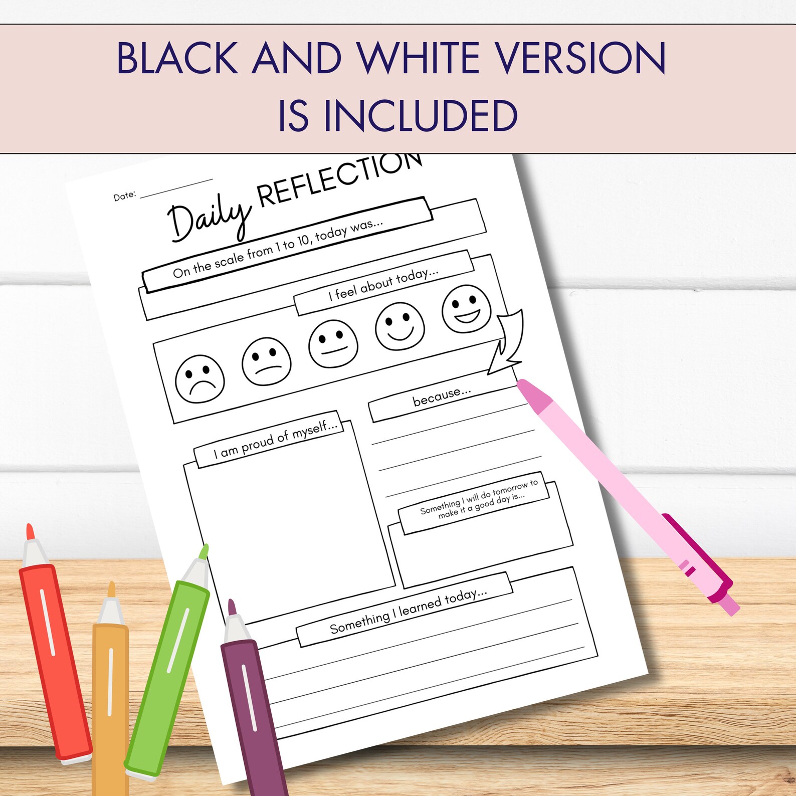 Daily Reflection Kids Mental Health Check in School Counselor Therapy ...