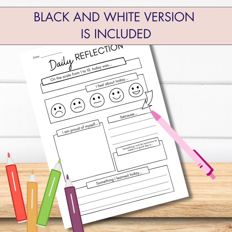 Daily Reflection Kids Mental Health Check in School Counselor Therapy ...