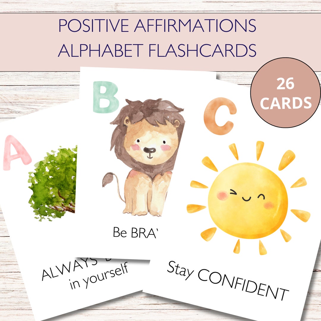Alfabeto Flashcards Afirmación Alfabeto Niño Acuarela Alfabeto Tarjetas ...