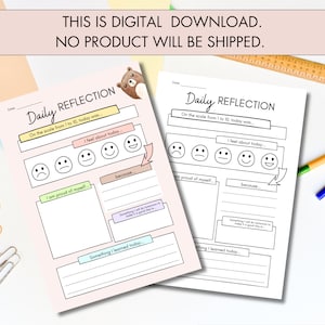 Daily Reflection Kids Mental Health Check in School Counselor Therapy ...