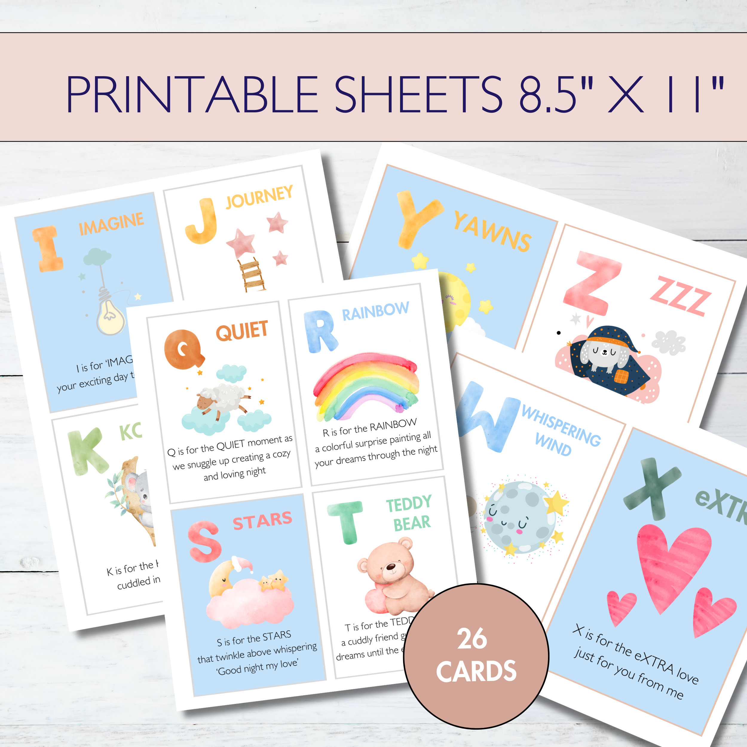Sleeping Routine Printable Alphabet Flashcards Kids Alphabet - Etsy