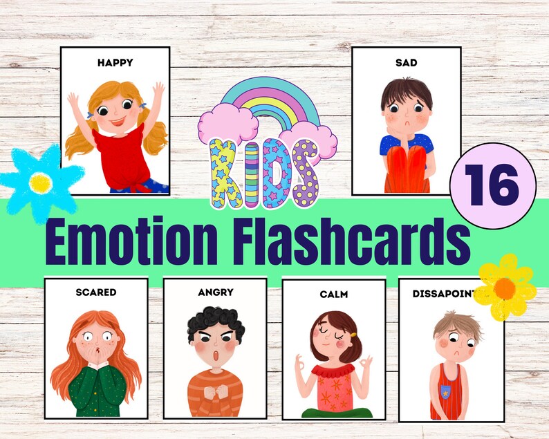 Emotion Feelings Flashcards Printable Kid Emotional Intelligence Cards ...