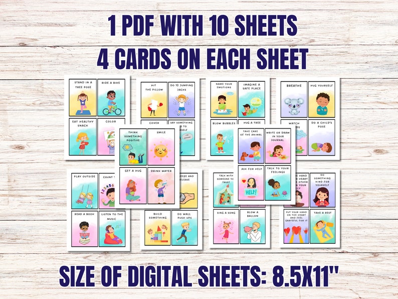 Coping Skill Flashcard Kid Calming Corner Cards Emotional Regulation ...