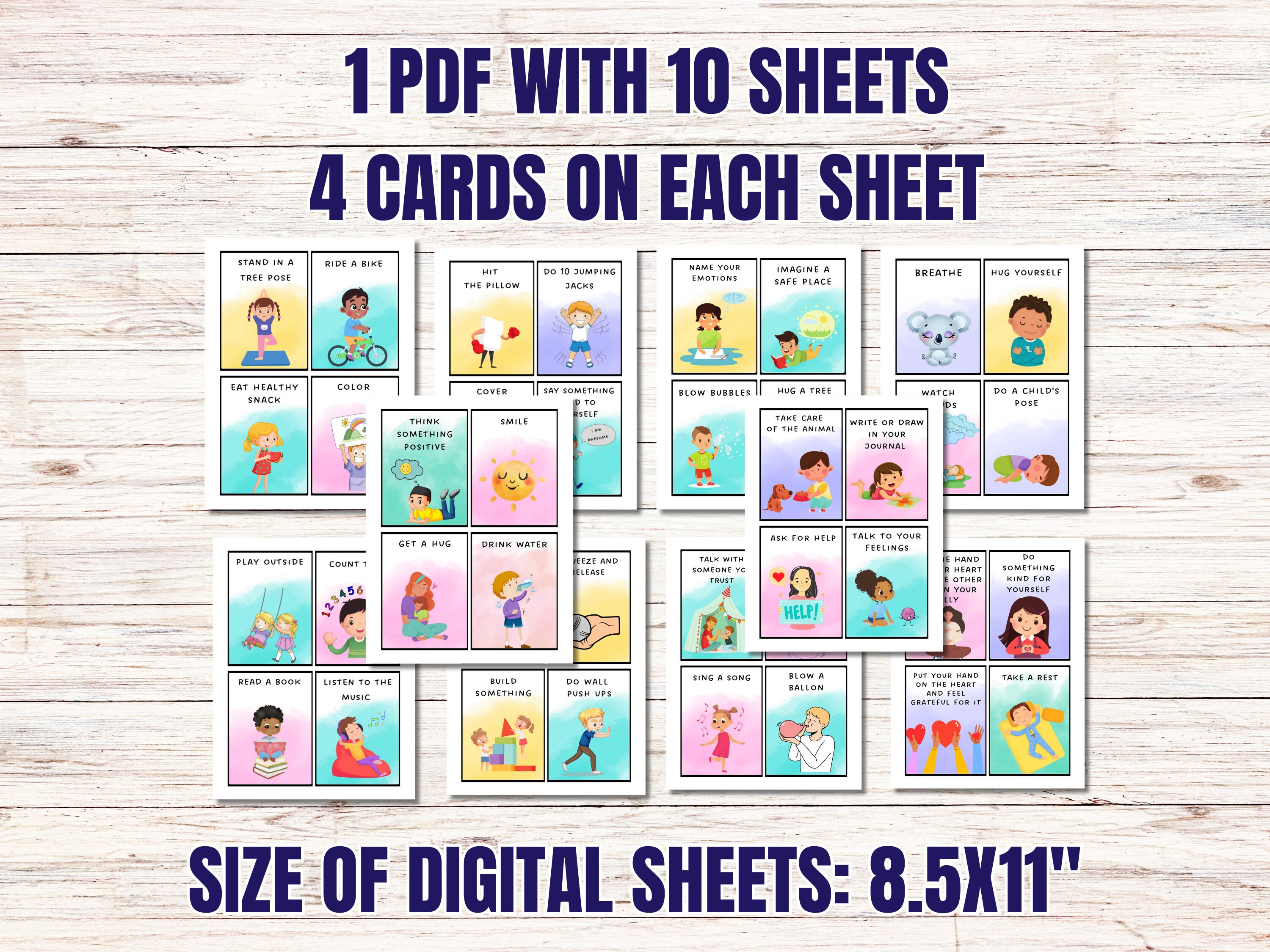 Coping Skill Flashcard Kid Calming Corner Cards Emotional Regulation ...