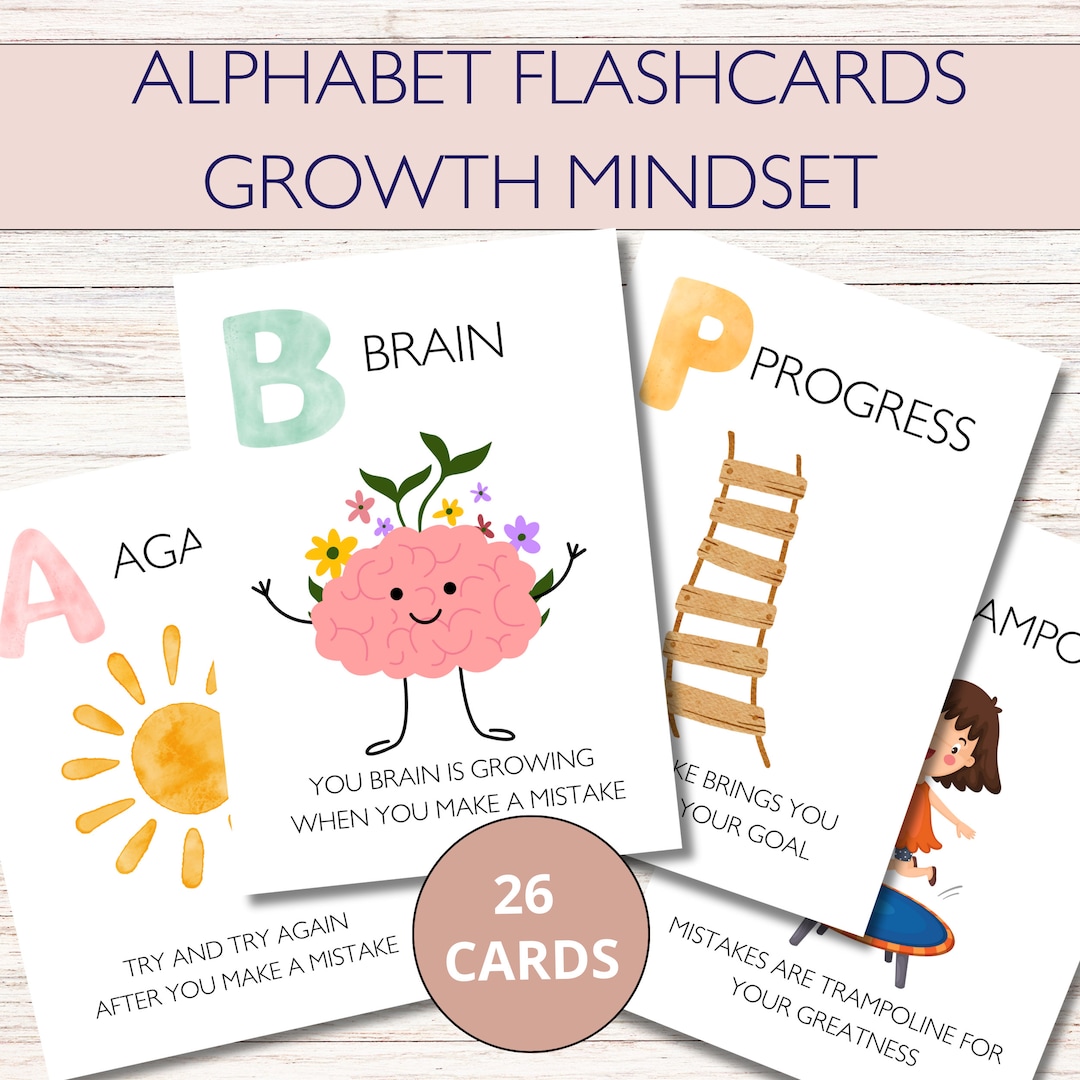 Alphabet Flashcard Growth Mindset Alphabet Kid Wisdom Cards - Etsy