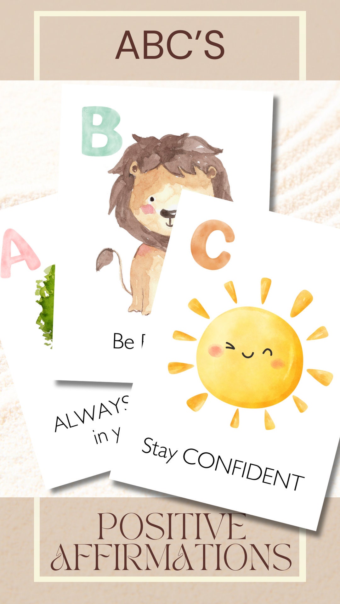Learn ABC Alphabet Flashcards Positive Affirmation Alphabet Kid ...