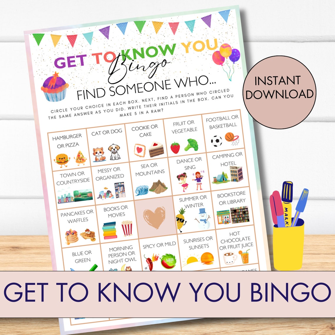 Find Someone Who Bingo Get to Know You Game Kids Bingo Family Game ...