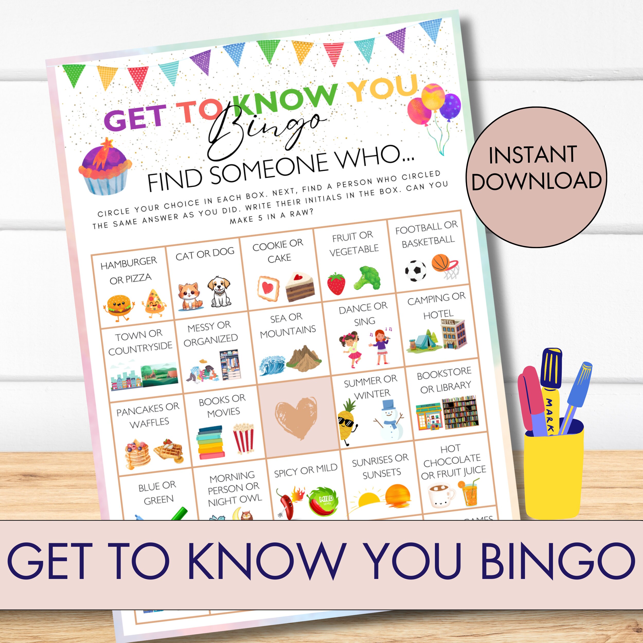 Find Someone Who Bingo Get to Know You Game Kids Bingo Family Game ...