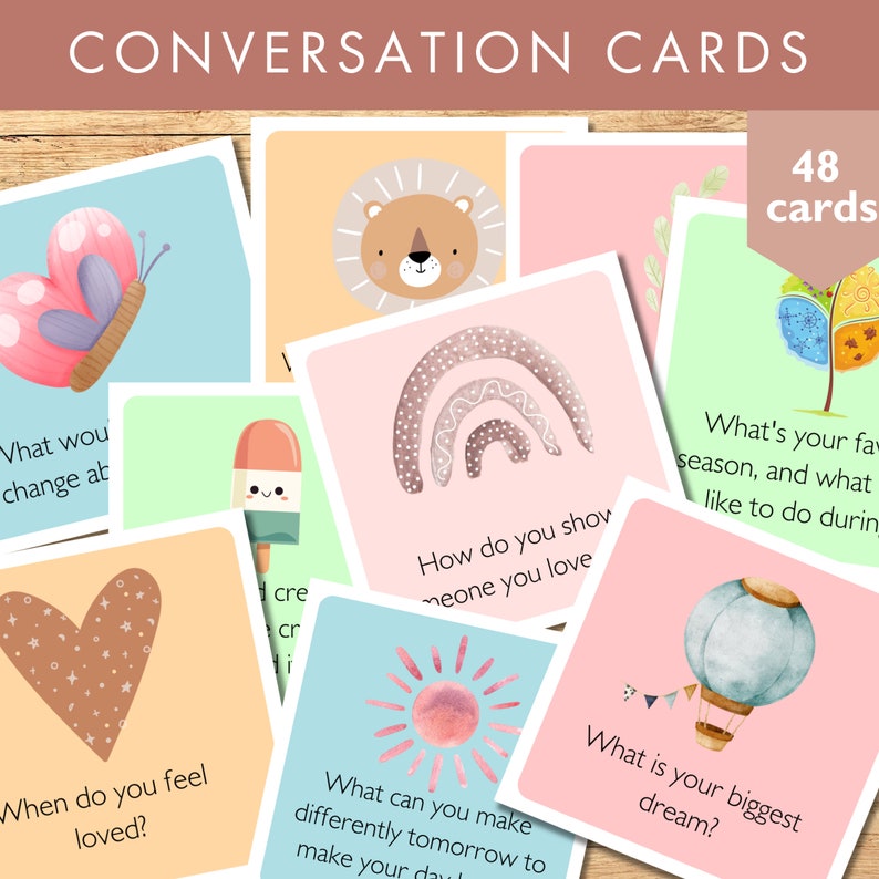 Conversation Starter Cards Family Conversation Cards for Kid Table Talk ...