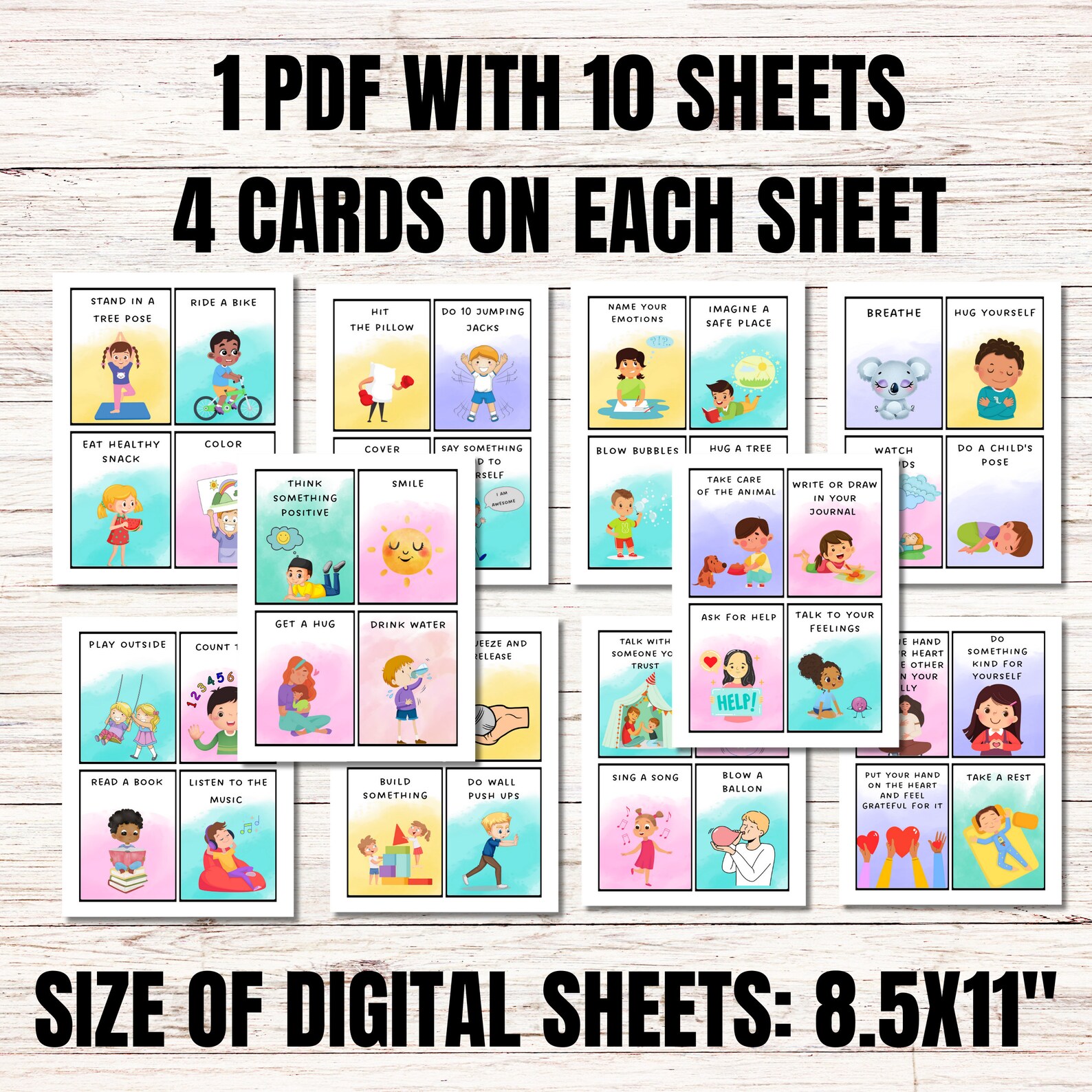 Coping Skills Flashcards for Kids Calming Cards Emotional - Etsy