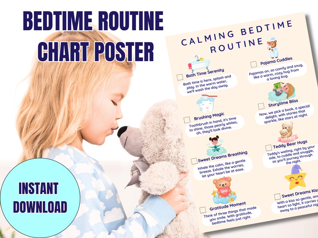 Bedtime Checklist Children Bedtime Chart Sleep Schedule - Etsy