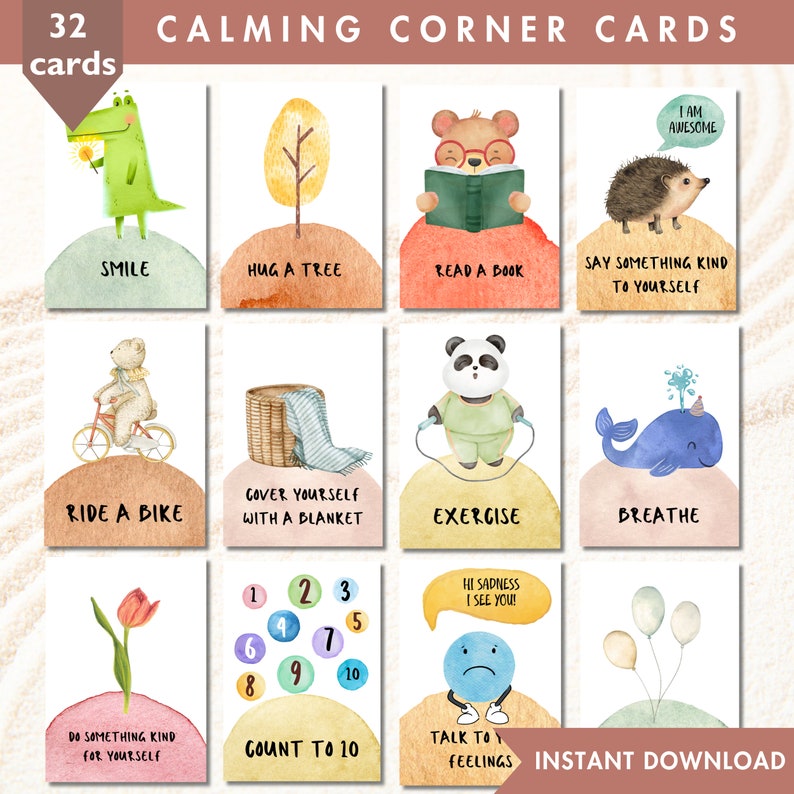Calming Corner Coping Skills Cards Coping Strategies Therapy Cards Self ...