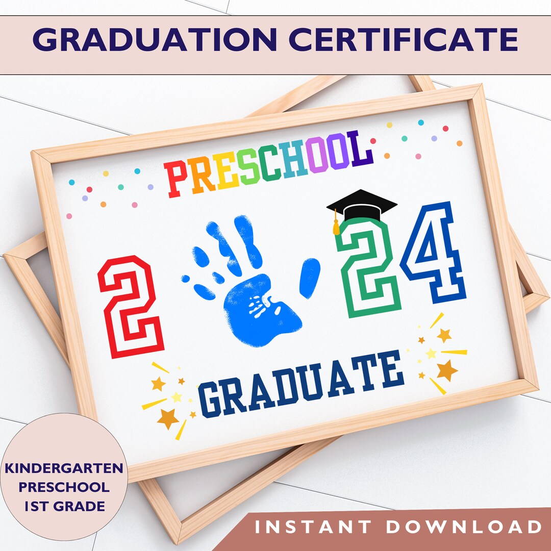 Handprint Print Graduation Printable 2024 School Graduation Diploma ...