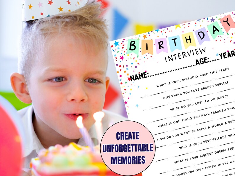 Kid Birthday Interview Printable Questionnaire Kid Memory - Etsy