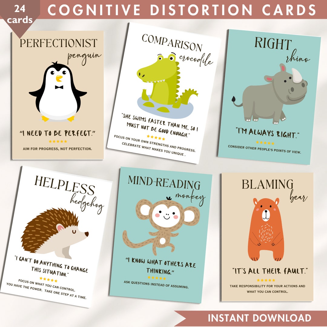 Therapy Card Cognitive Distortion School Counselor Printable Card ...