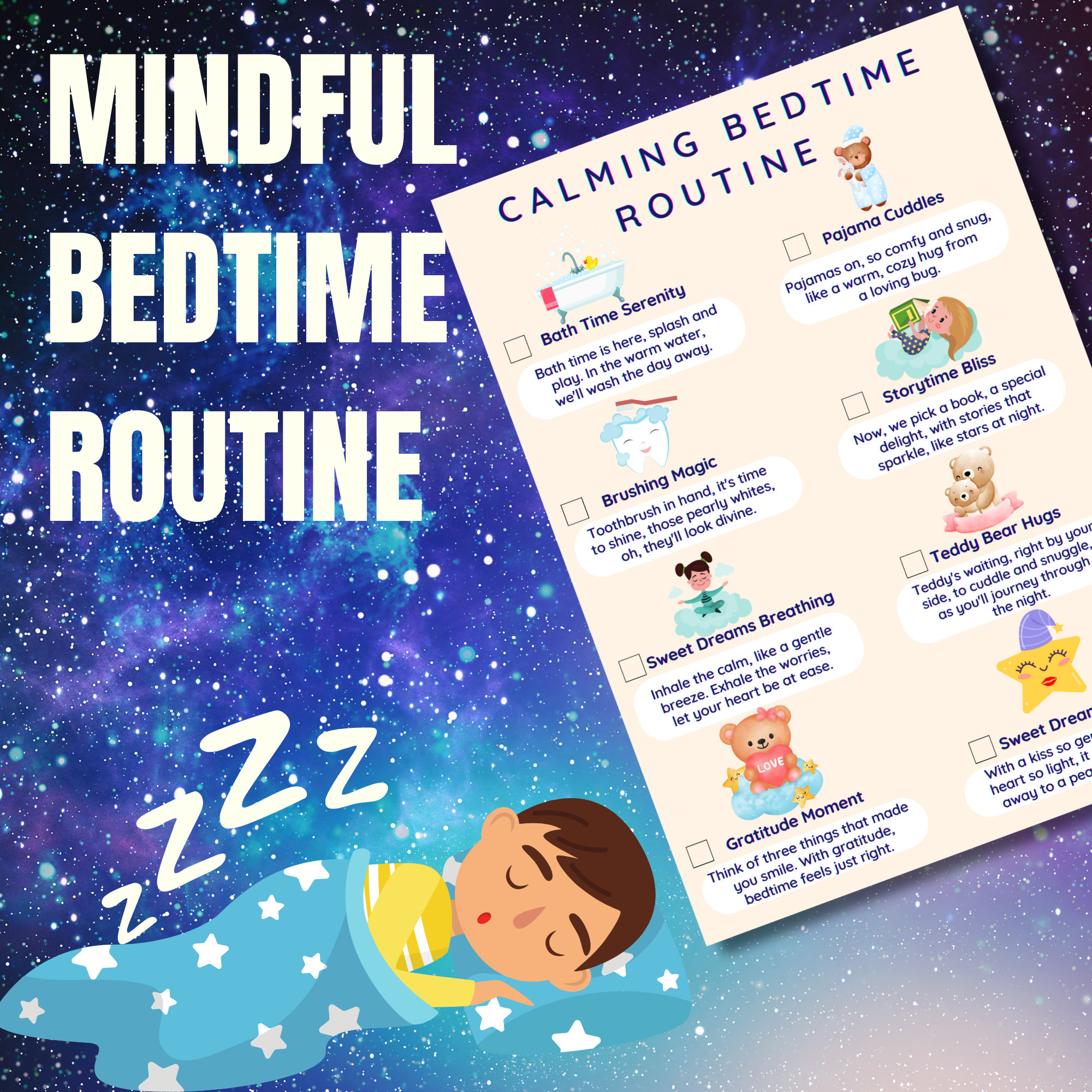 Bedtime Checklist Children Bedtime Chart Sleep Schedule - Etsy