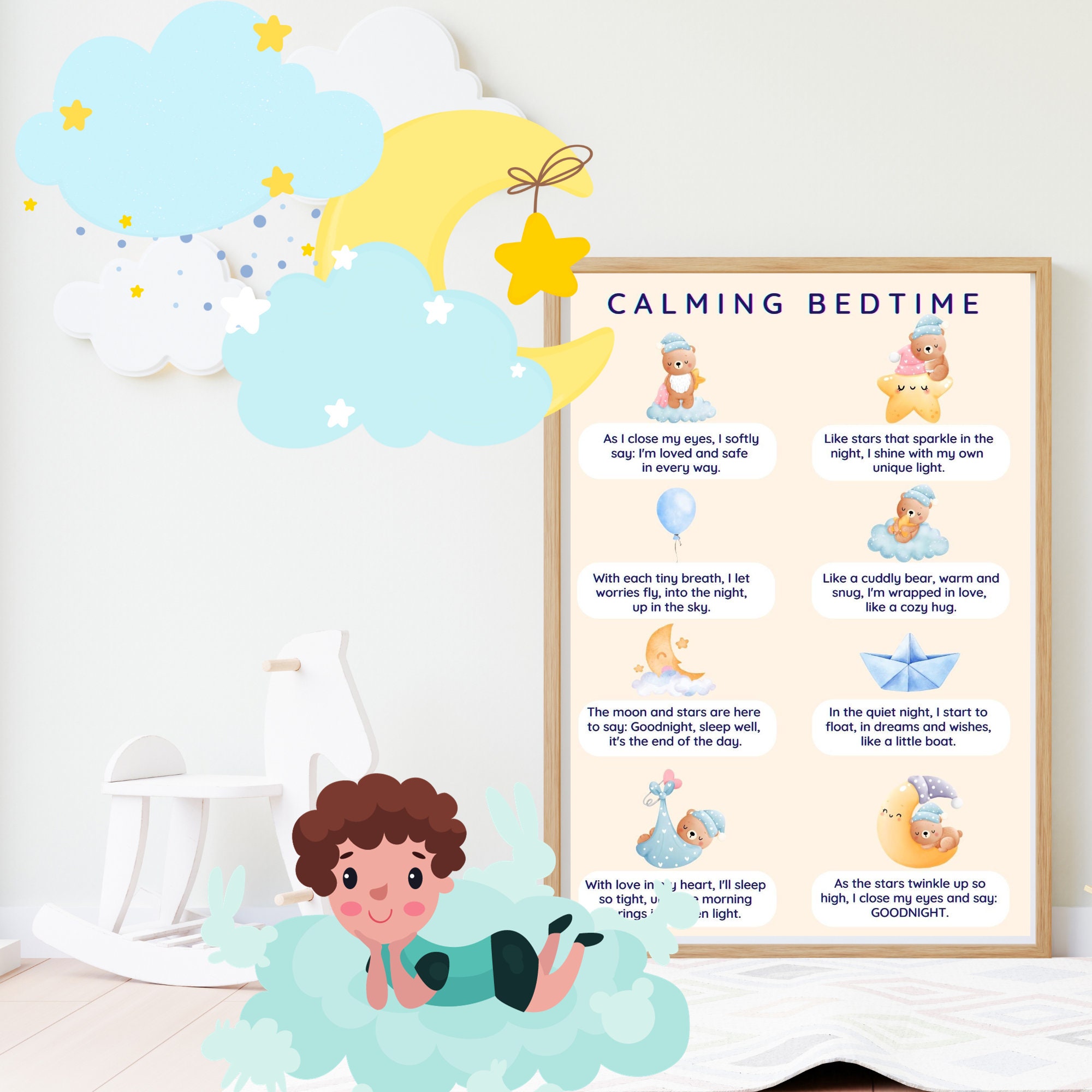 Calming Bedtime Poster Sleep Hygiene Kids Printable Kid Wellbeing Sleep ...