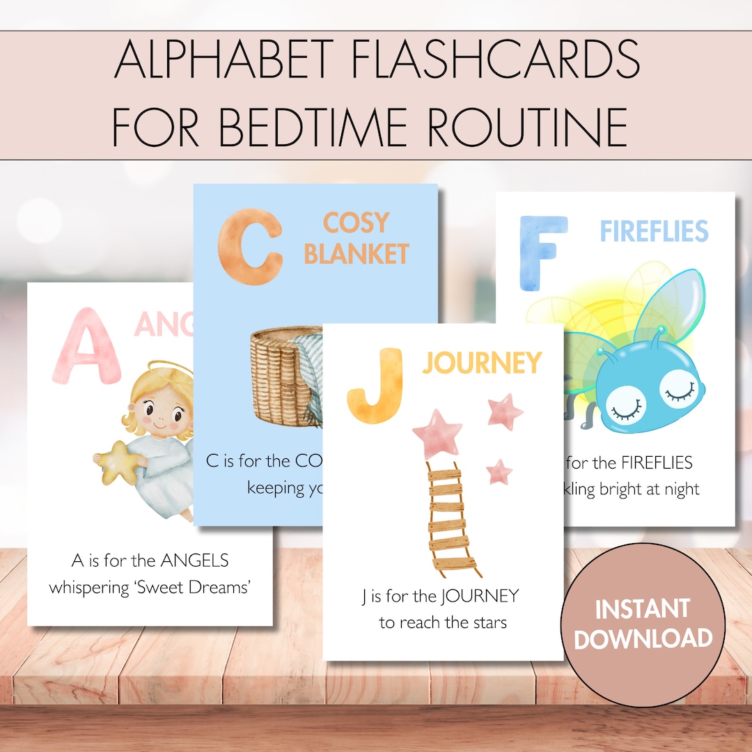 Sleeping Routine Printable Alphabet Flashcards Kids Alphabet - Etsy