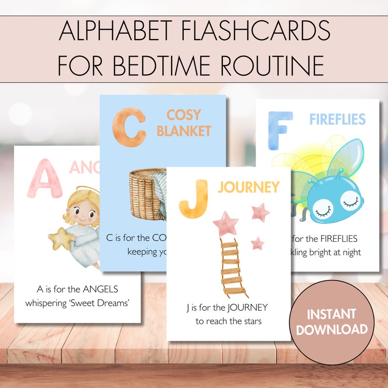 Sleeping Routine Printable Alphabet Flashcards Kids Alphabet - Etsy