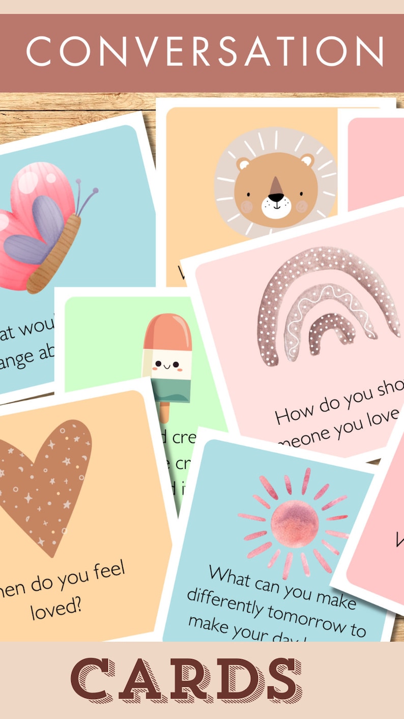 Conversation Starter Cards Family Conversation Cards for Kid Table Talk ...