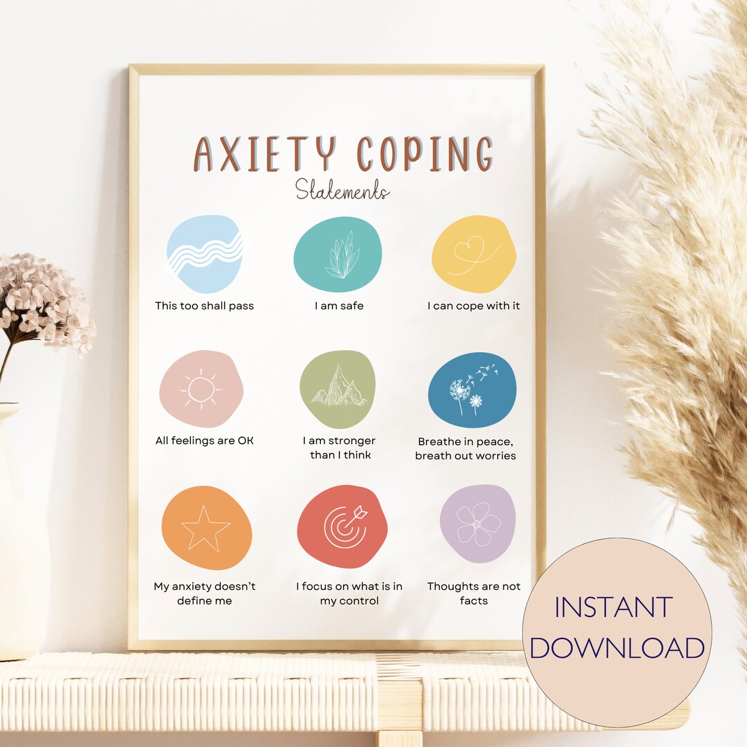 Anxiety Coping Statement Coping Skill Poster Calming Corner Therapy ...