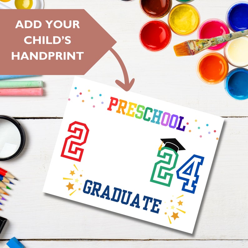 Handprint Print Graduation Printable 2024 School Graduation Diploma ...