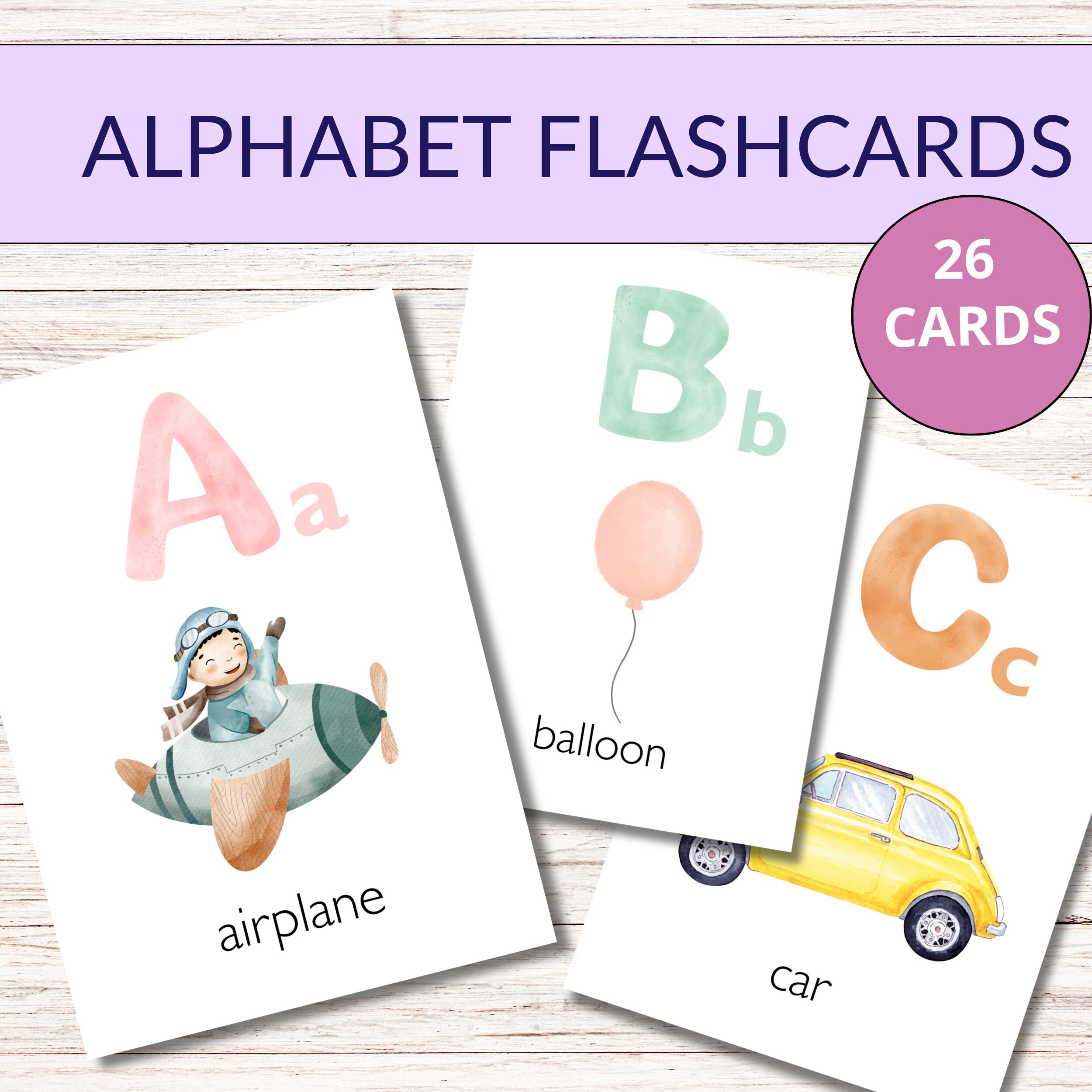 Printable Alphabet Flash Card Preschool Alphabet Early - Etsy