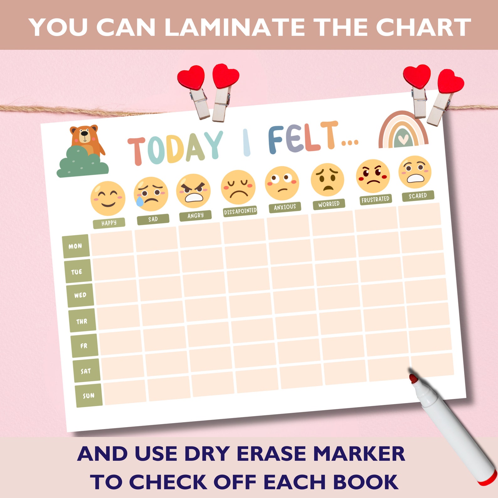 Printable Tracker Feelings Chart Weekly Mood Tracker Printable Mood ...