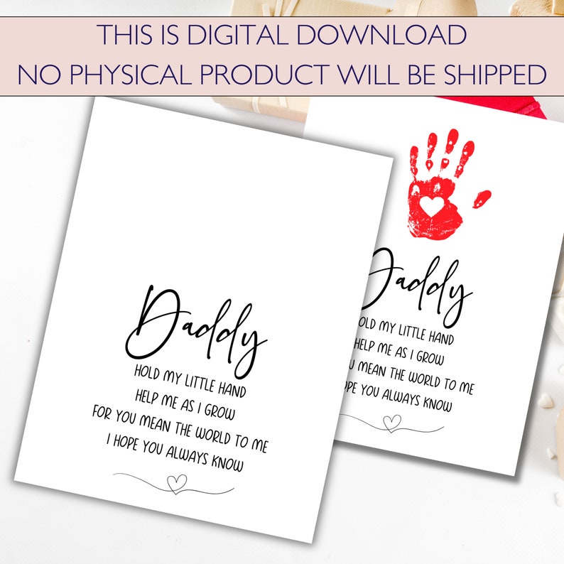 Handprint Daddy Gift Handprint Keepsake Art Print Father's Day Gift for ...