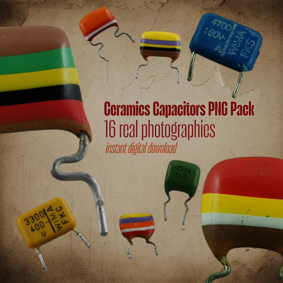 Capacitors PNG Set – 16 Photorealistic Electronic Components With ...