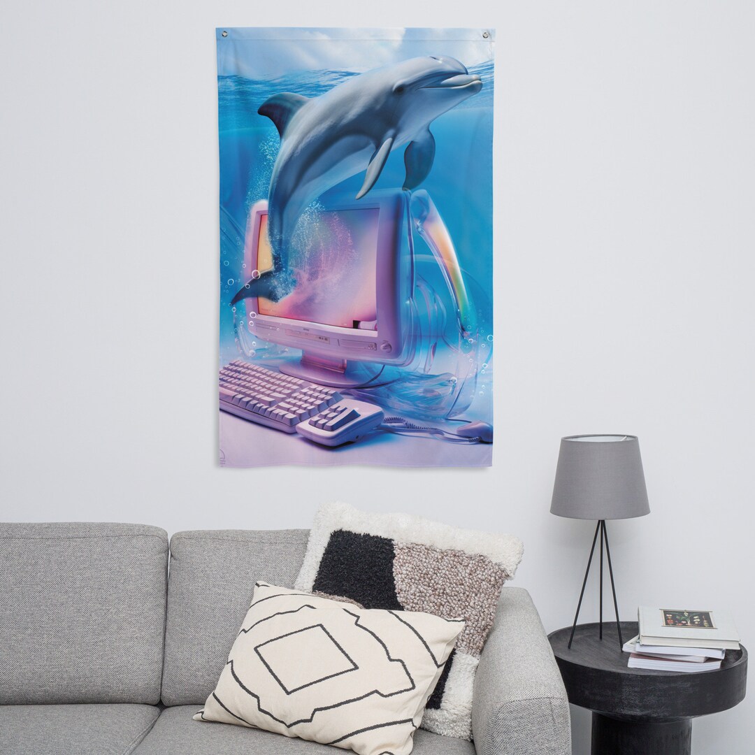 Vertical Dreamcore Frutiger Aqua Flag Frutiger Aero Dolphin Escape - Etsy