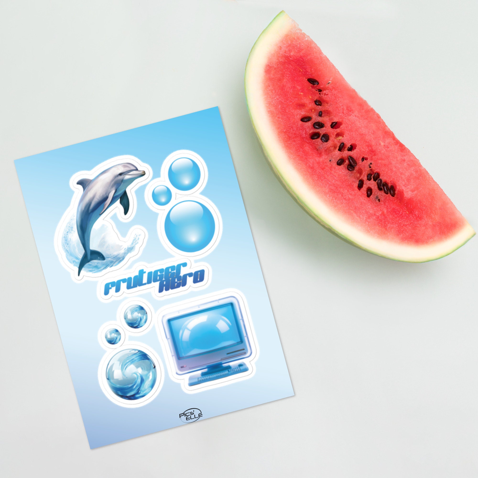 Frutiger Aero Sticker Sheet Frutiger Aqua Dolphin - Etsy
