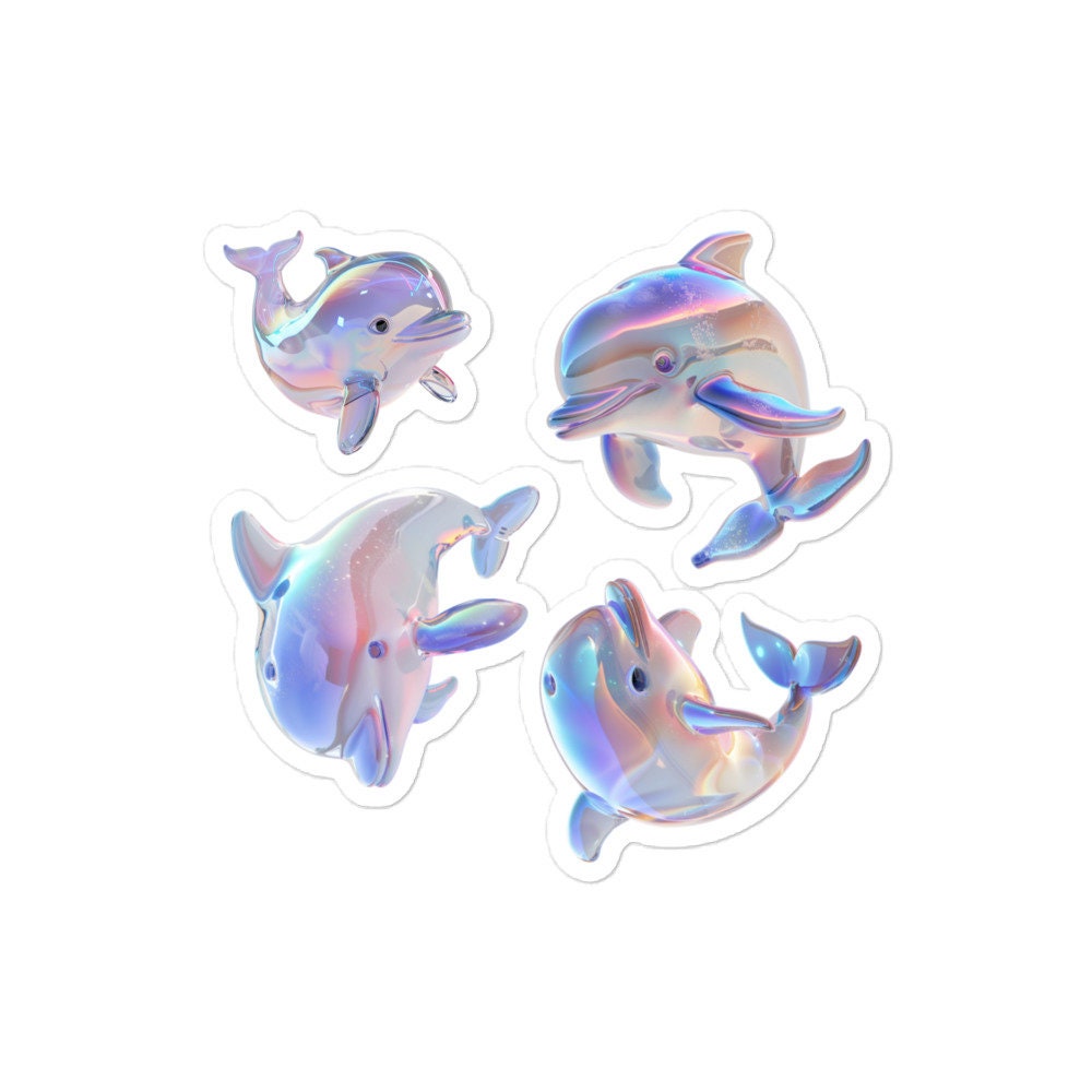 Frutiger Aero Sticker Sheet Frutiger Aqua Y2K Iridescent 3D Dolphins ...