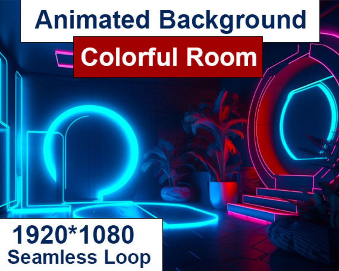 ANIMATED BACKGROUND Colorful Neon Room Vtuber Background, Stream ...