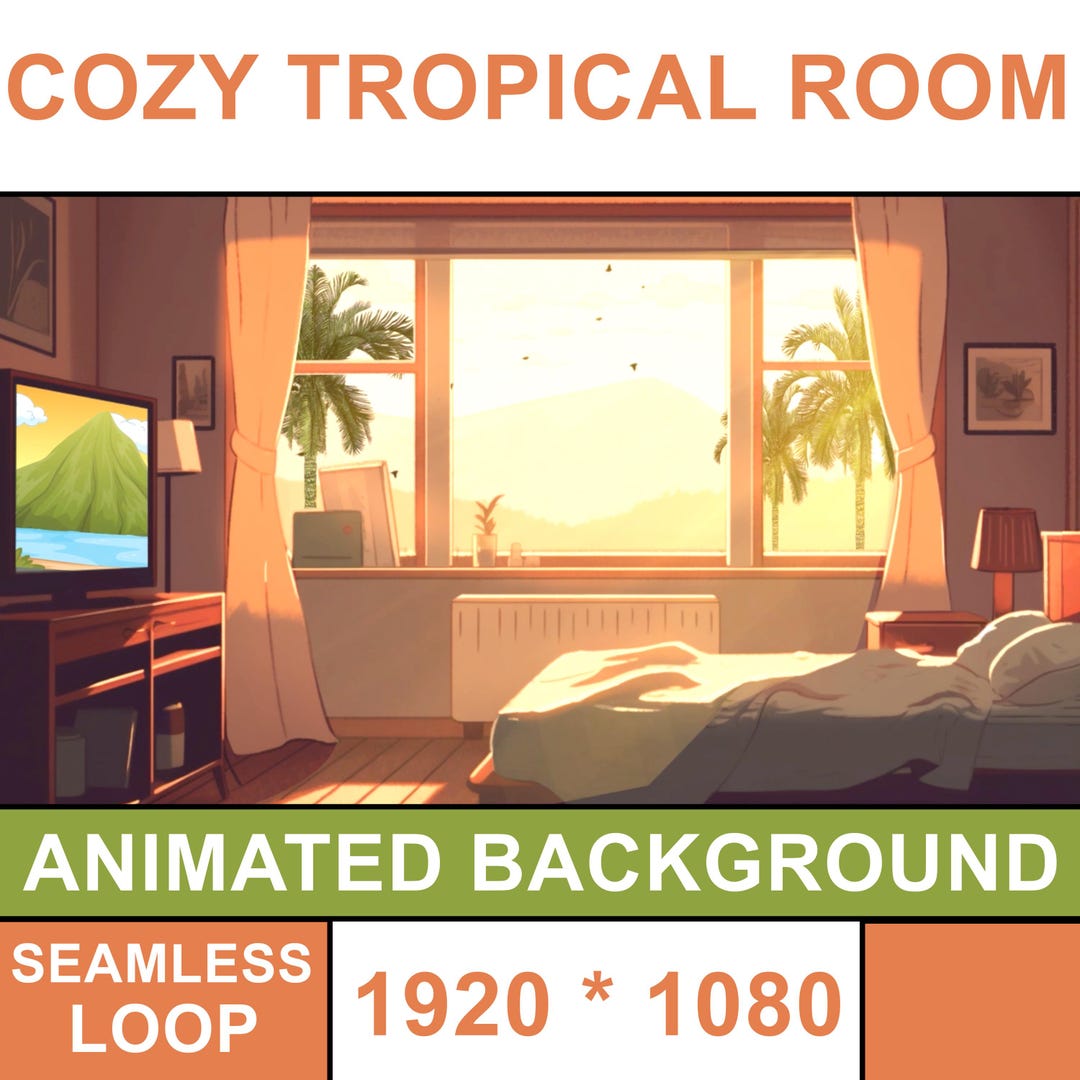 Animated Background | Cozy Tropical Room | Seamless Loop, Tropical ...