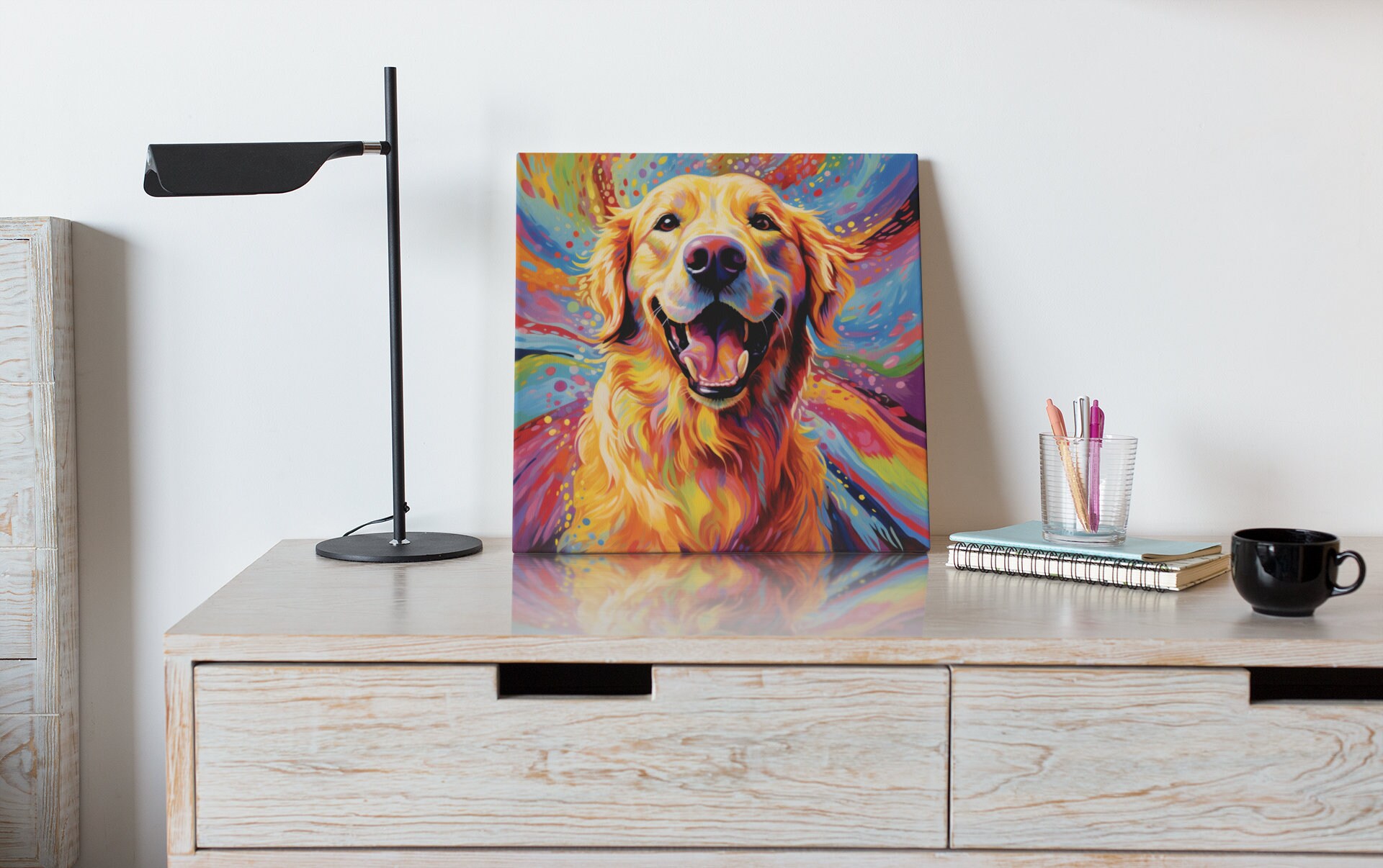 Golden Retriever Canvas, Dog Wall Art, Canvas Dog Painting, Animal Home ...