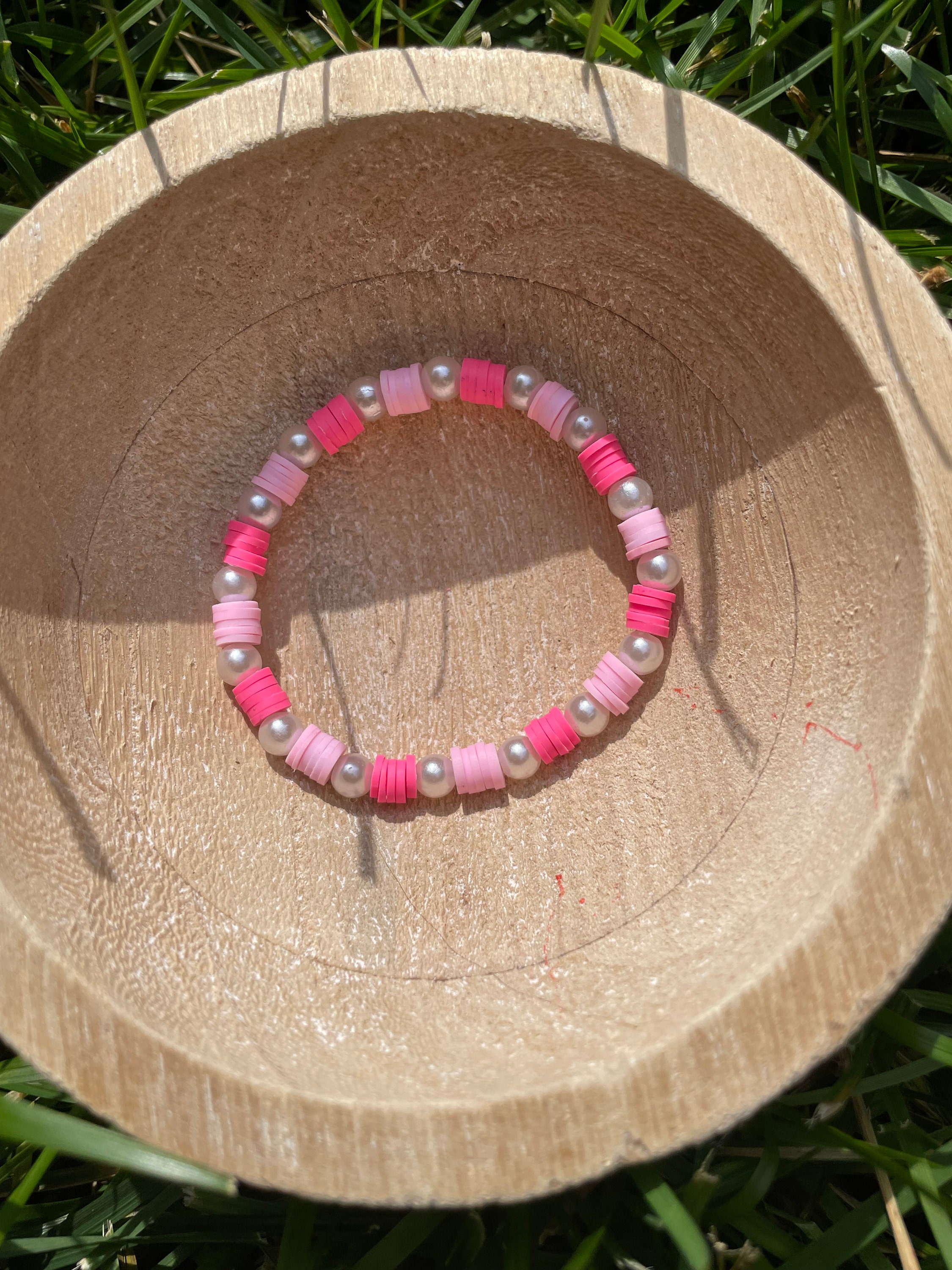 Stretchy Clay Beaded Bracelets | Lipgloss+blueberry SET | Pink | Blue ...