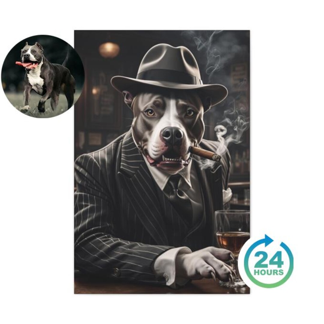 Custom Gangster Pet Portrait, Godfather, Al Capone, Scarface Style Pet ...