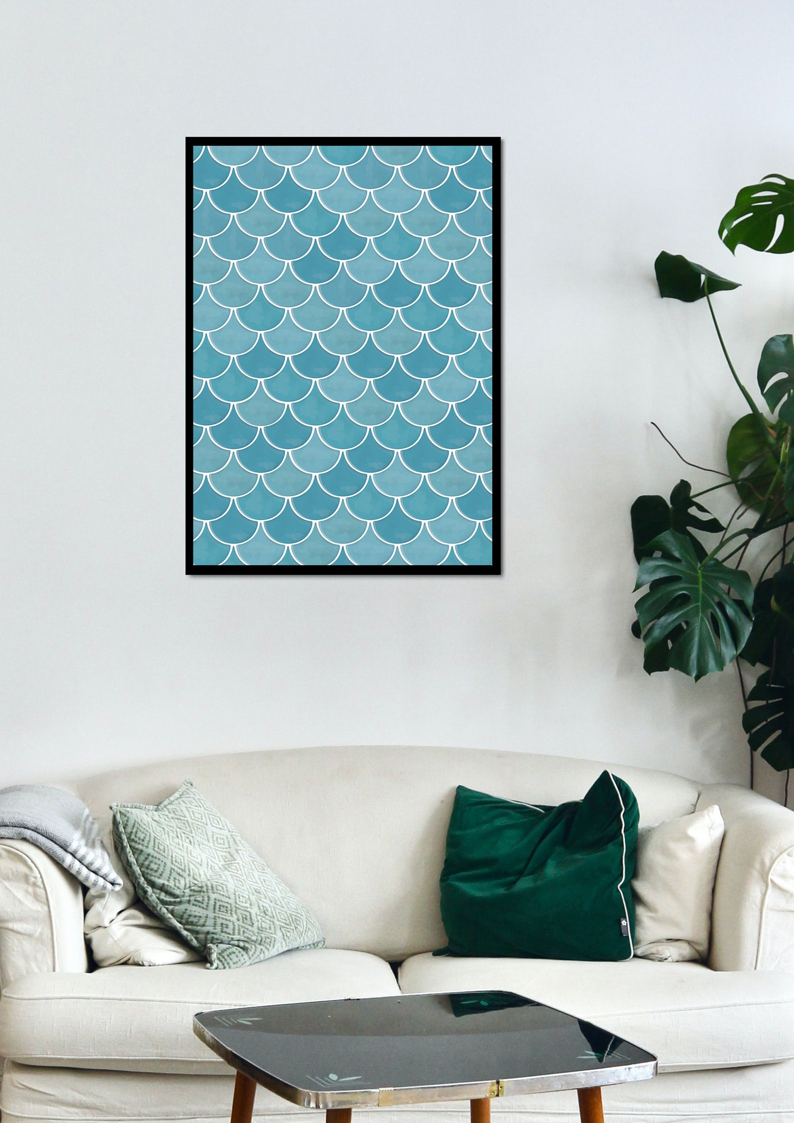 Blue Mermaid Scales Poster, Mermaid Art Digital Print, Mermaid Scales ...